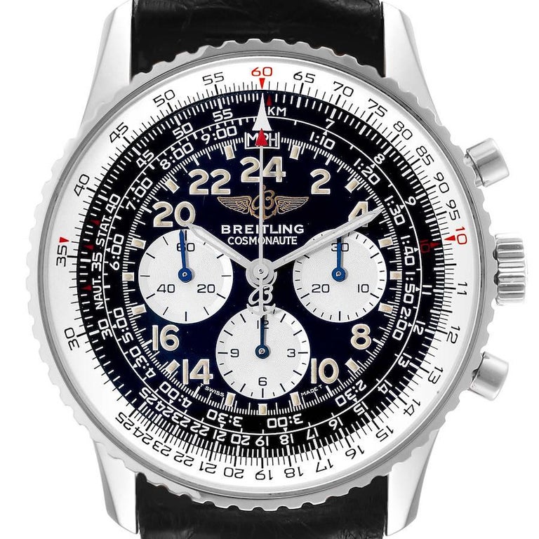Breitling Navitimer Cosmonaute Black Dial Chronograph Mens Watch A12322 ...