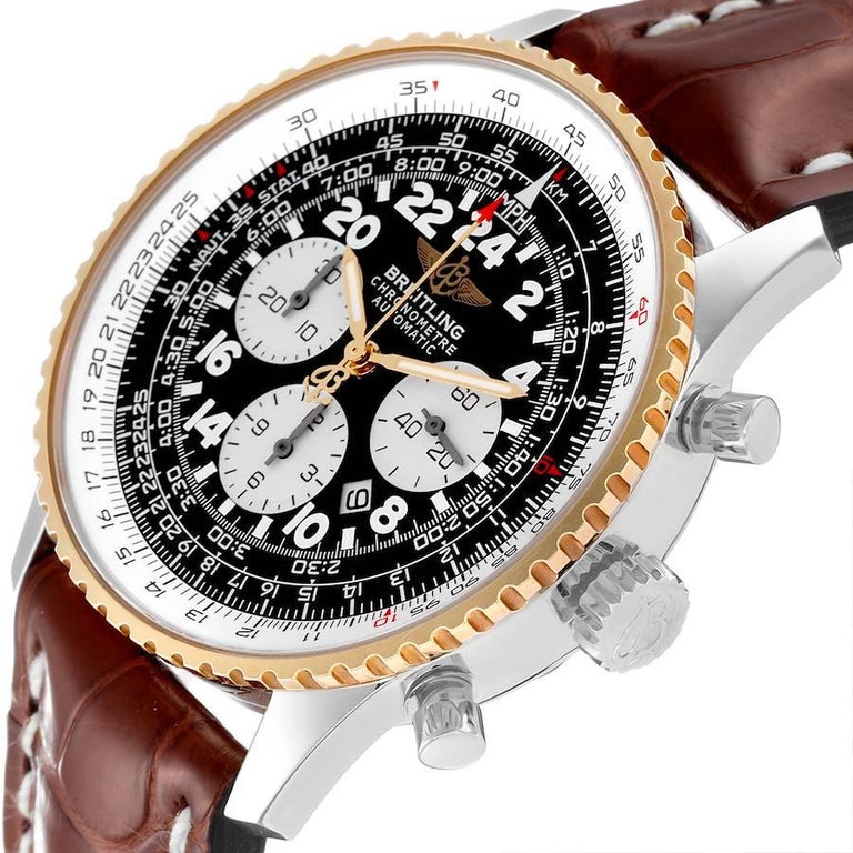 Breitling Navitimer Cosmonaute Steel Yellow Gold Mens Watch D22322 Box ...