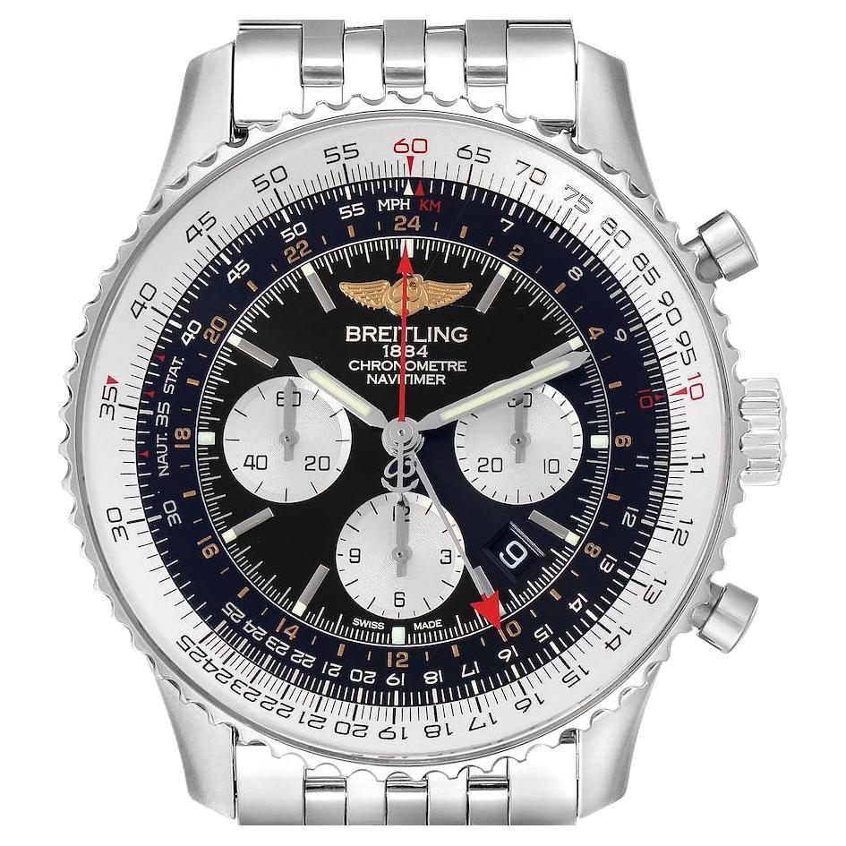 Breitling Navitimer World GMT Steel Blue Dial Strap Watch A24322 For ...