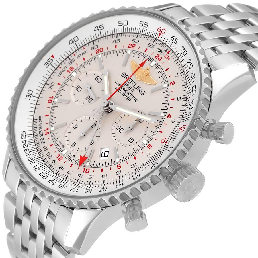Breitling Navitimer GMT 48 Silver Dial Steel Mens Watch AB0441 Box ...