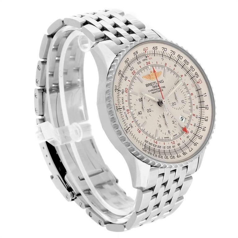 Breitling Navitimer GMT 48 Silver Dial Steel Men’s Watch AB0441 For ...