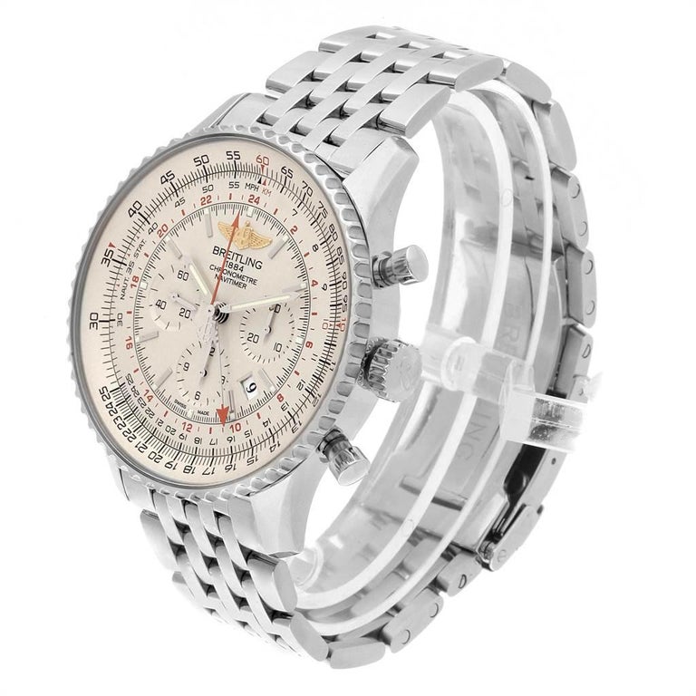 Breitling Navitimer GMT 48 Silver Dial Steel Men’s Watch AB0441 For ...