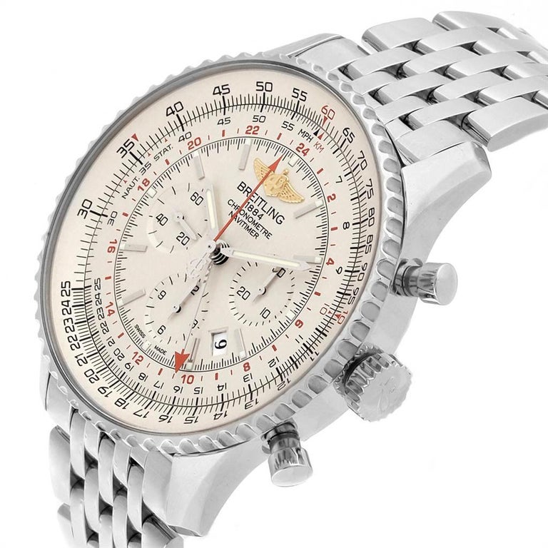 Breitling Navitimer GMT 48 Silver Dial Steel Men’s Watch AB0441 For ...