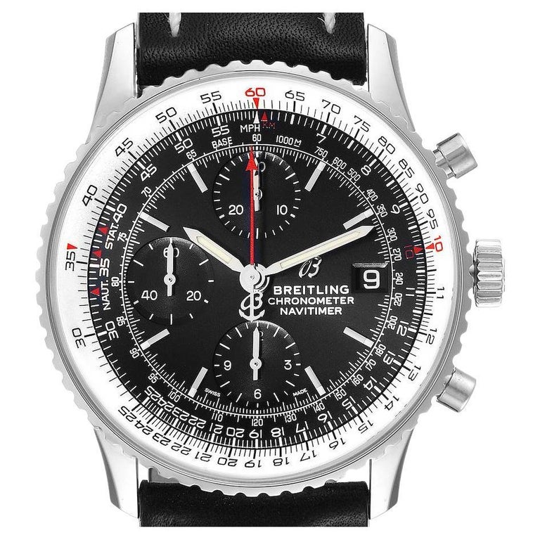 Breitling Navitimer Heritage Black Dial Black Strap Steel Mens Watch ...