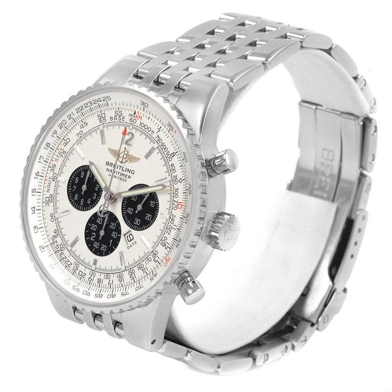 Breitling Navitimer Heritage Silver Dial Men's Watch A35350 Box Papers ...