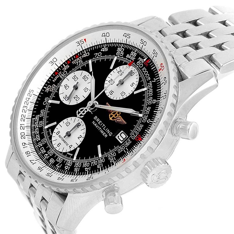 Breitling Navitimer II Black Dial Steel Men's Watch A13322 Box Papers ...