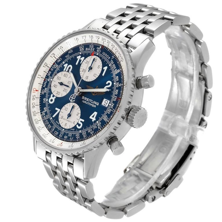 Breitling Navitimer II Blue Arabic Numeral Dial Steel Mens Watch A13022 ...