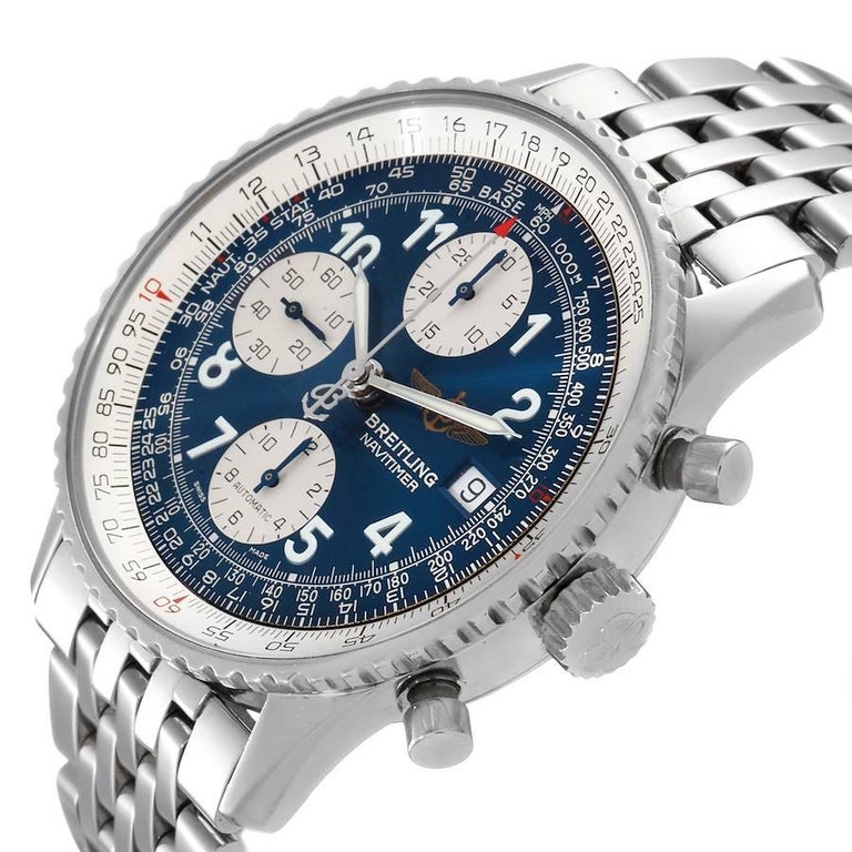 Breitling Navitimer II Blue Arabic Numeral Dial Steel Mens Watch A13022 ...