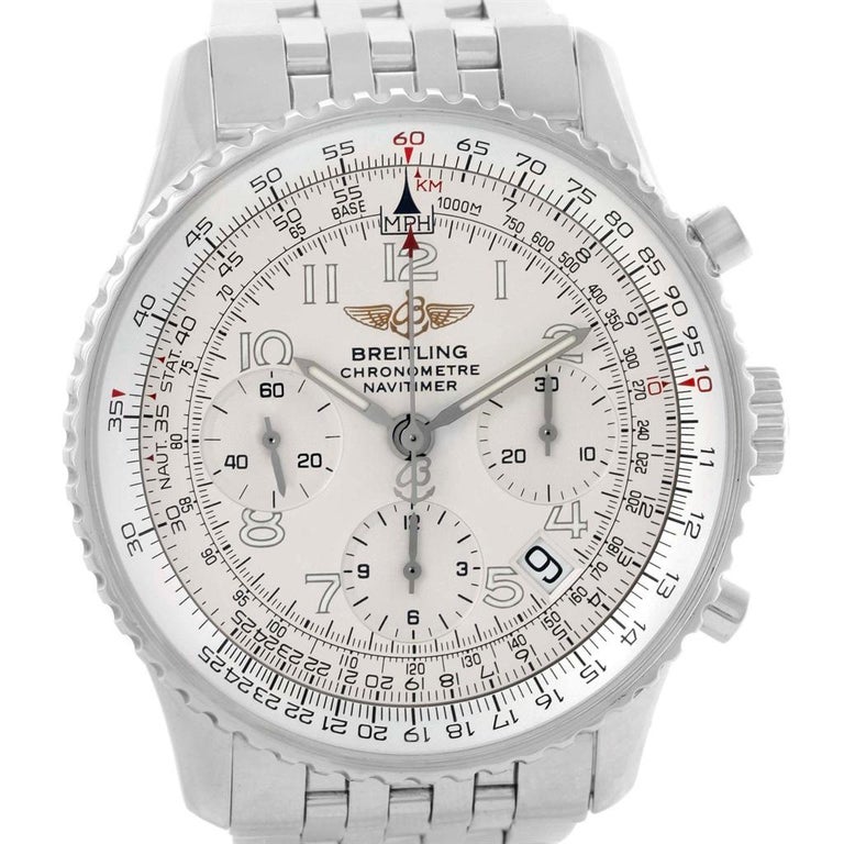 Breitling Navitimer Silver Arabic Dial Men's Watch A23322 Box Papers ...