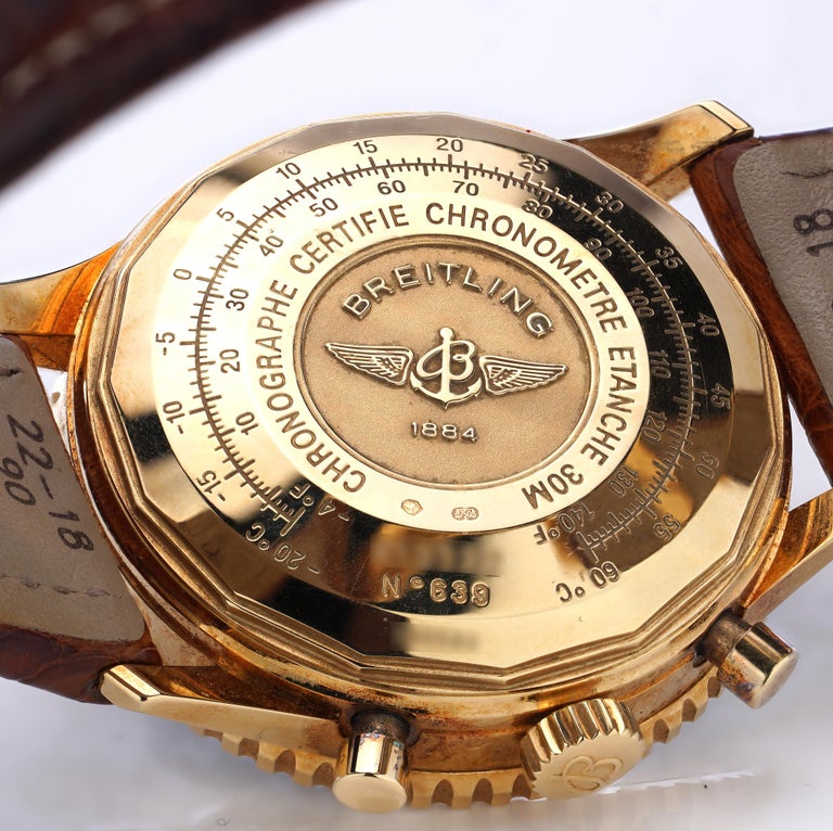 Breitling Navitimer Solid 18KT Rose Gold Chronograph Wristwatch, 2001 ...