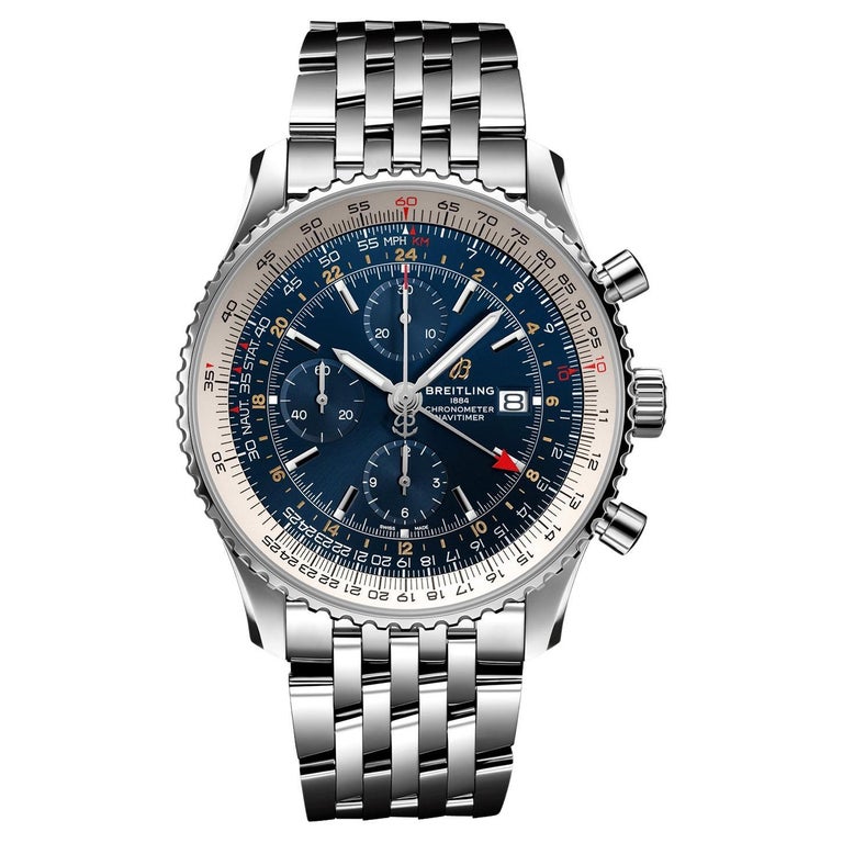 Breitling Navitimer World 46mm Chronograph Blue Dial Steel Band Men ...