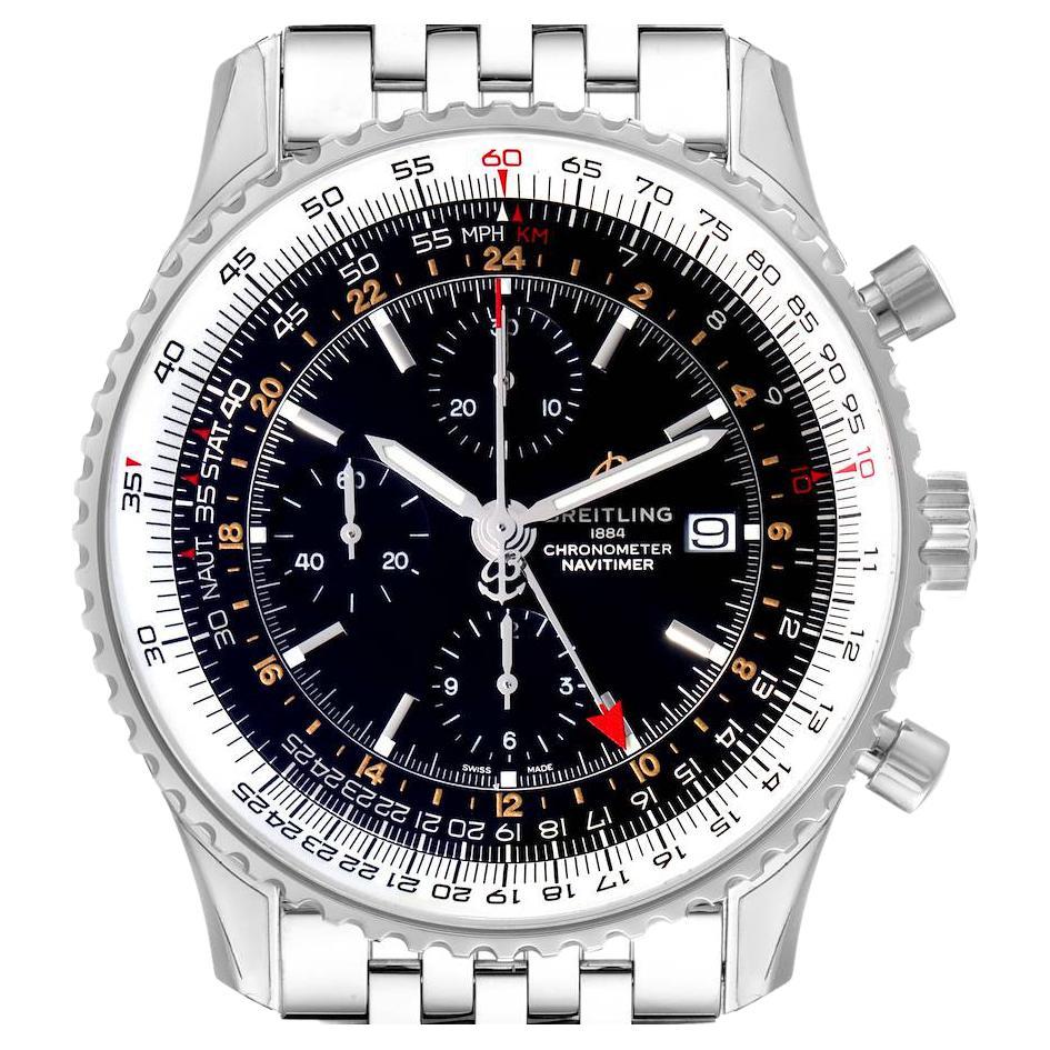 Breitling Navitimer World Black Dial Steel Mens Watch A24322 Unworn For ...