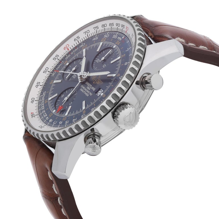 Breitling Navitimer World GMT 46mm Steel Blue Dial Automatic Mens Watch ...