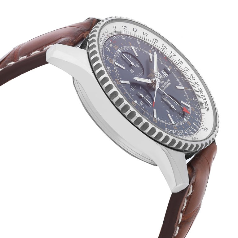 Breitling Navitimer World GMT 46mm Steel Blue Dial Automatic Mens Watch ...