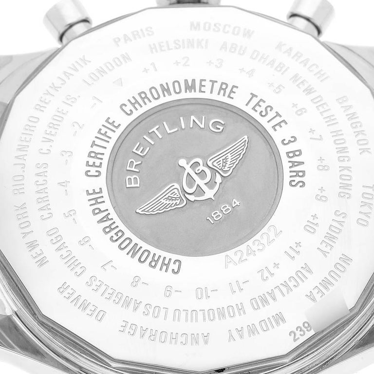 Breitling Navitimer World Silver Dial Steel Mens Watch A24322 Box ...