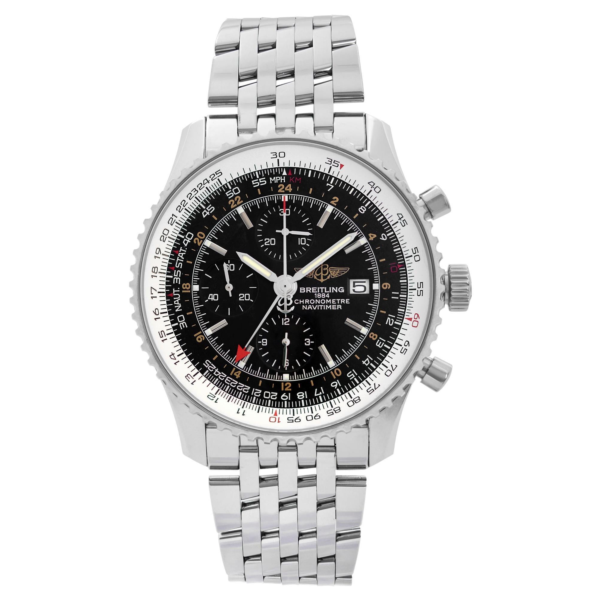 Breitling Navitimer World Blue Dial Steel Men's Watch A24322 For Sale ...