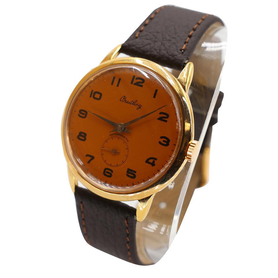 Breitling Orange Sunset "Militaria Dial" Classic Gold Case Wrist Ca ...