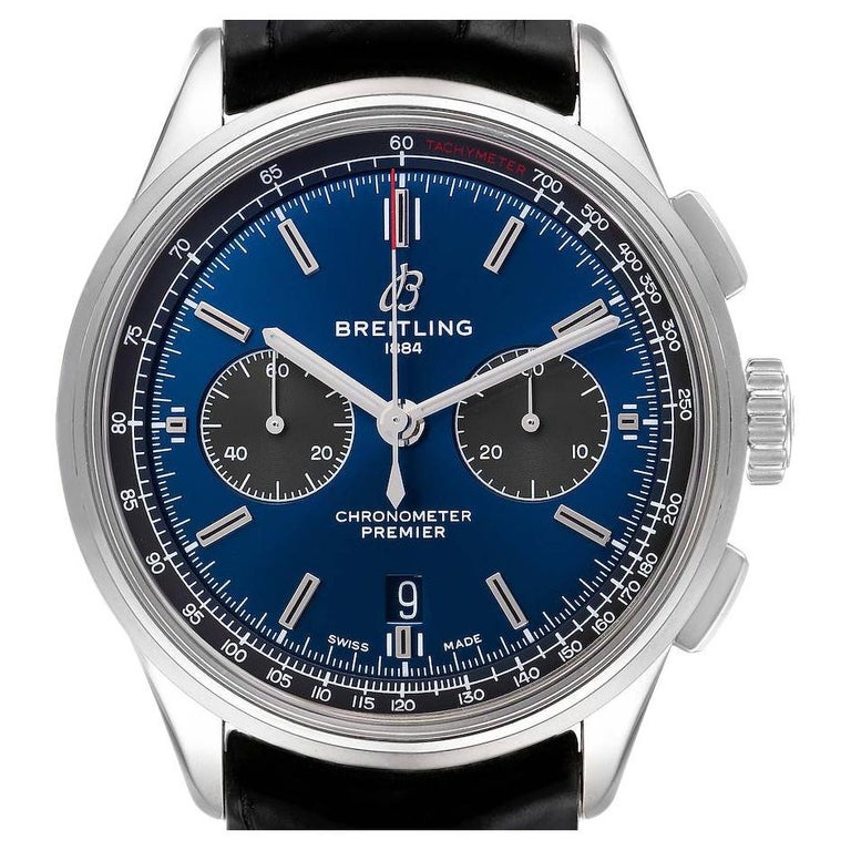 Breitling Premier B01 Steel Blue Dial Mens Watch AB0118 Box Card For ...
