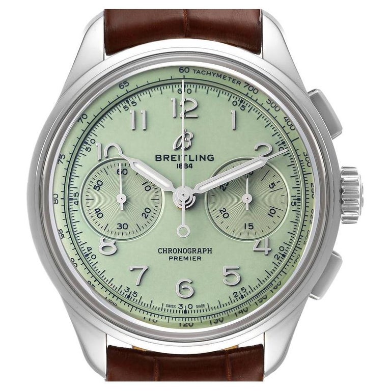 Breitling Premier B09 Chronograph 40 Green Dial Steel Mens Watch AB0930 ...