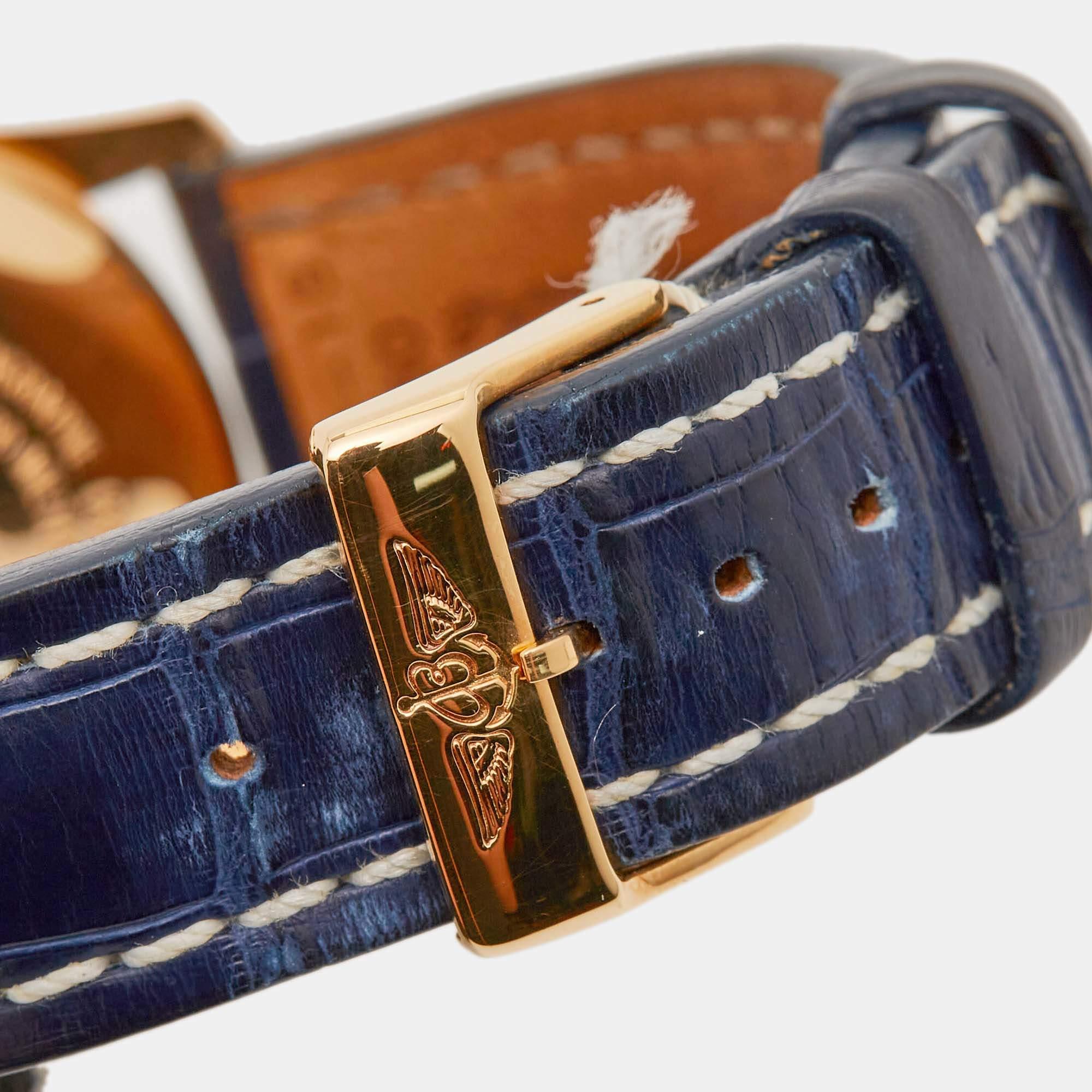 Breitling Silver 18k Rose Gold Alligator Navitimer Montbrillant H41330 ...