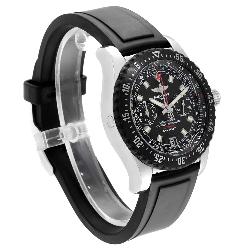 Breitling Skyracer Raven Black Dial Ruber Strap Steel Men's Watch ...