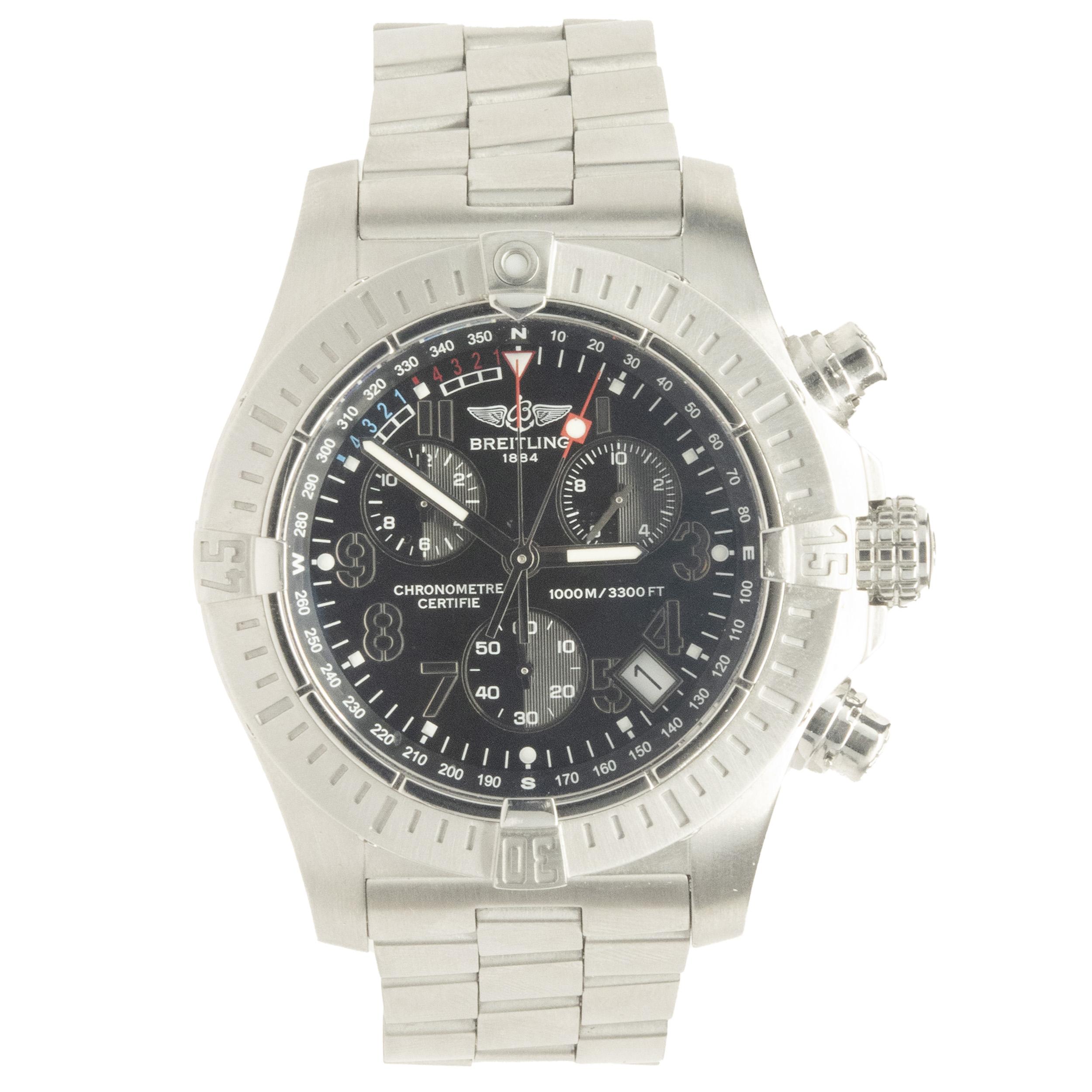 Stainless Steel Custom 33 Ct Diamond Breitling Chronometer Automatic ...