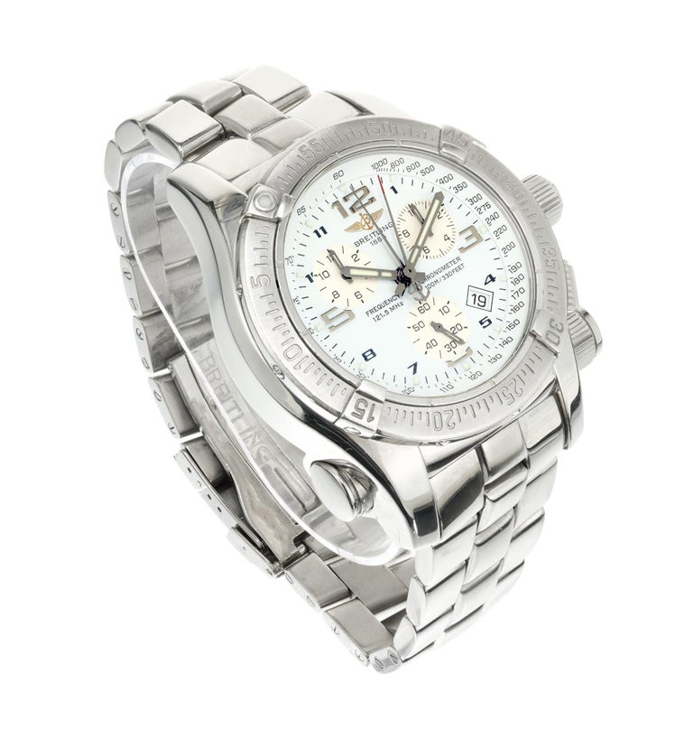 Breitling Stainless Steel Chronograph Date Emergency Beacon Wristwatch ...