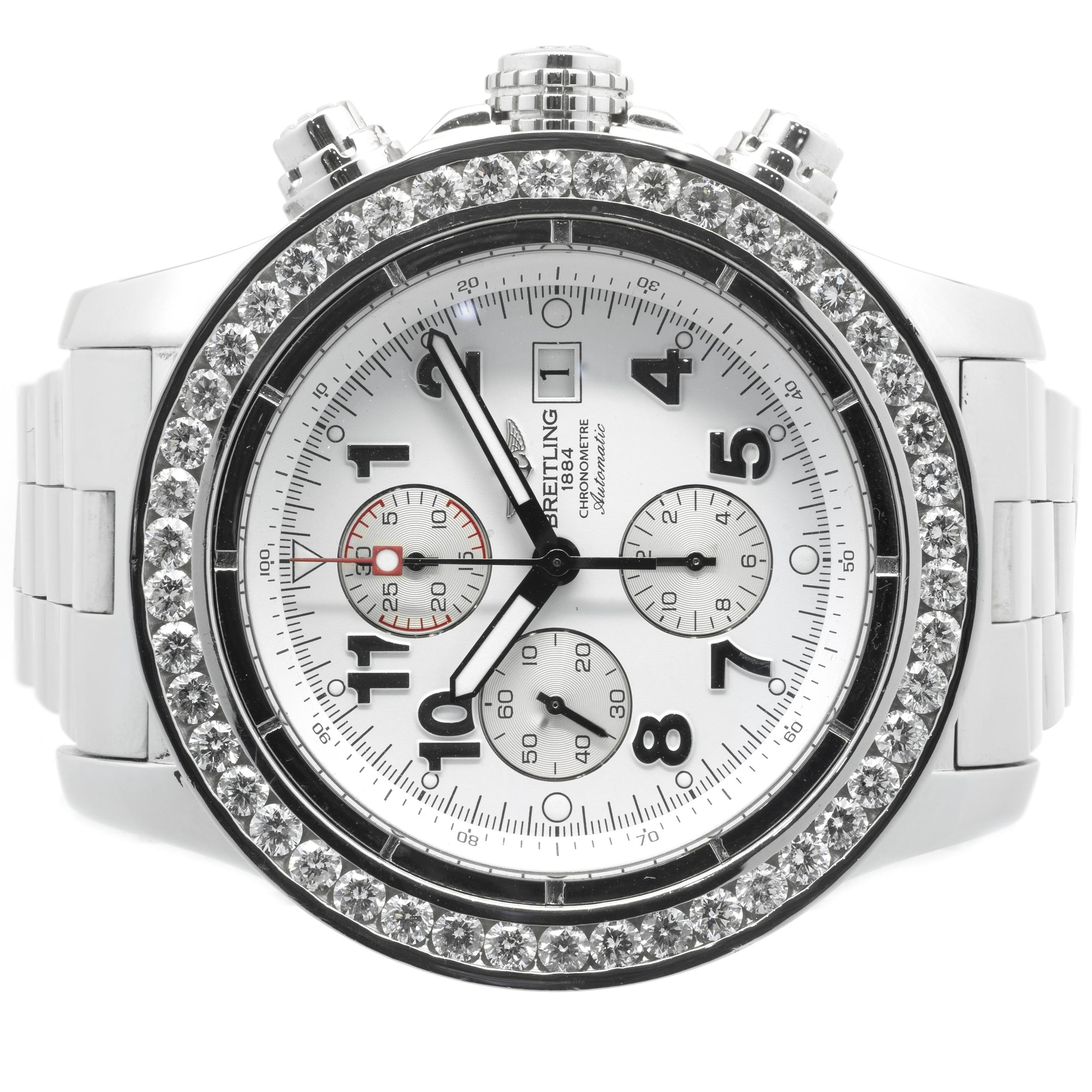 Breitling Stainless Steel Super Avenger with Custom Diamond Bezel For ...