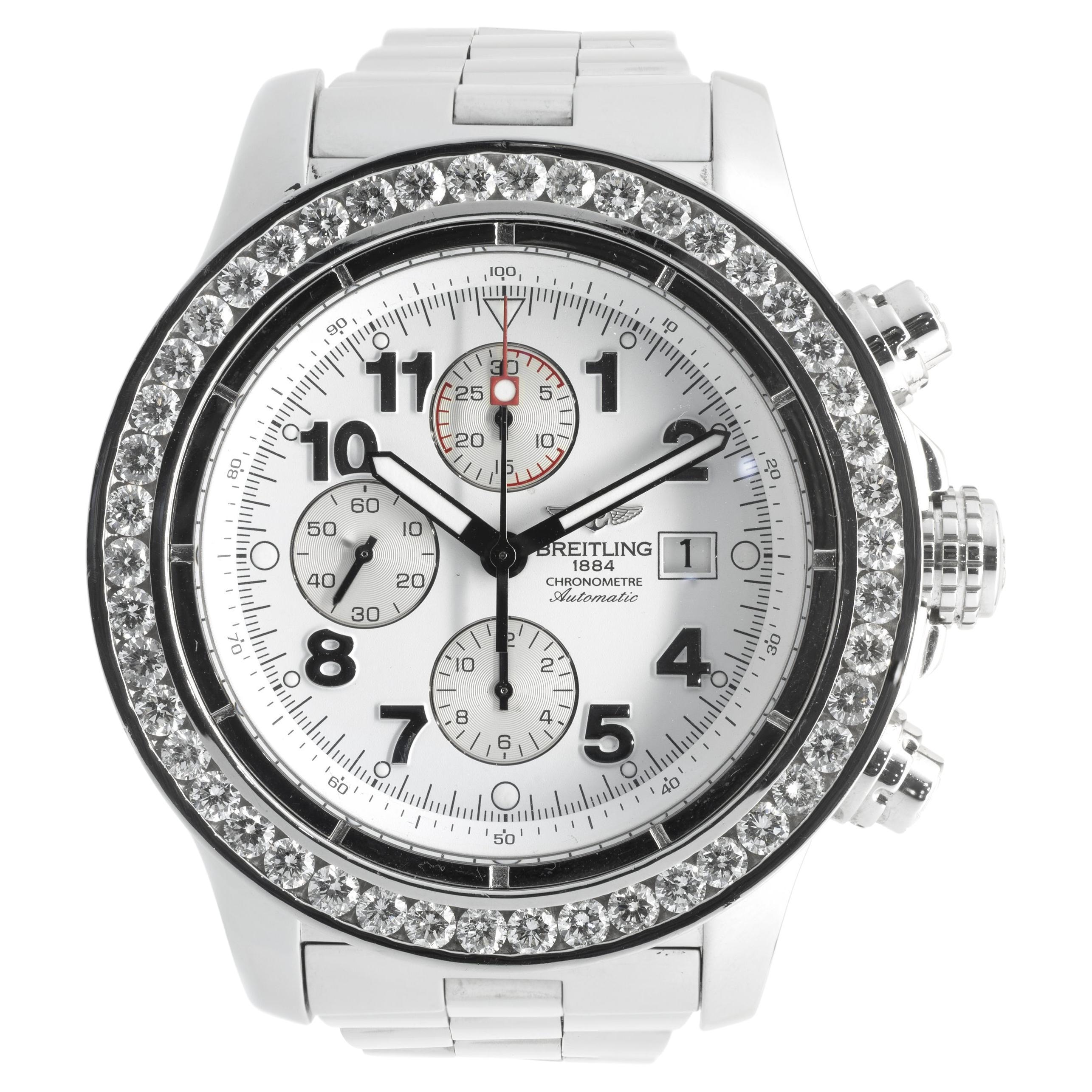 Breitling Stainless Steel Super Avenger with Custom Diamond Bezel For ...