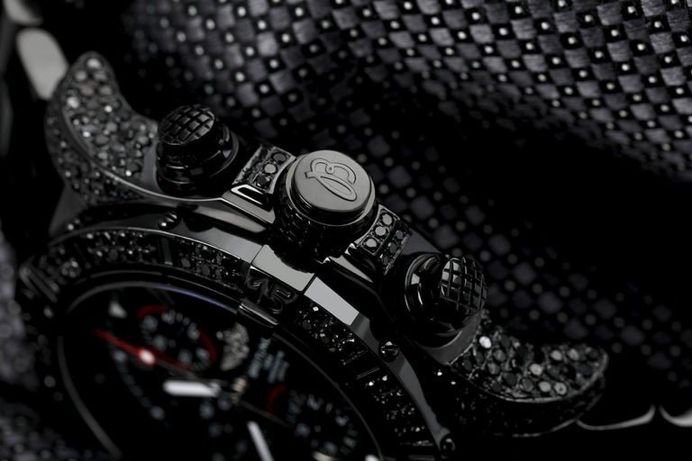 Breitling Super Avenger A13370 Custom Diamond Black PVD Watch For Sale ...