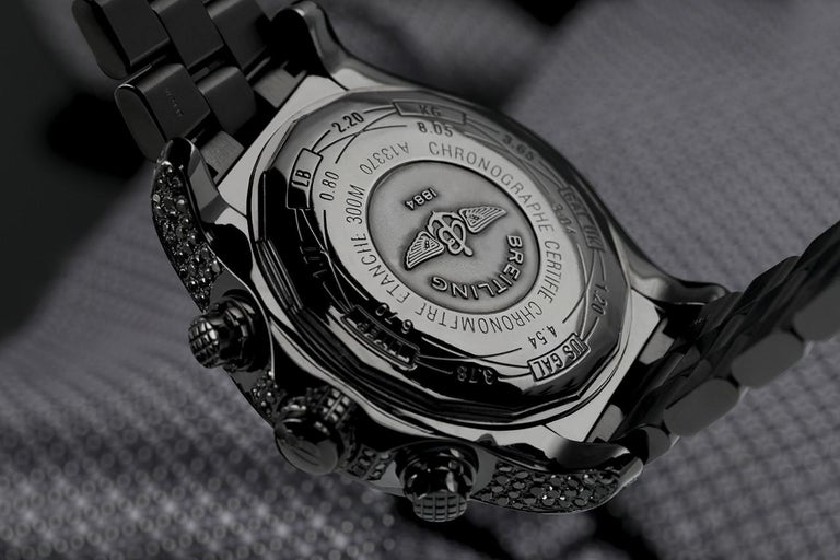 Breitling Super Avenger A13370 Custom Diamond Black PVD Watch For Sale ...