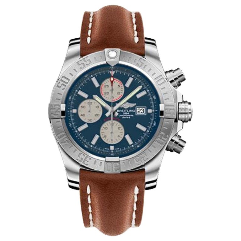 Breitling Super Avenger II Leather Strap, Deployant Buckle Men's ...