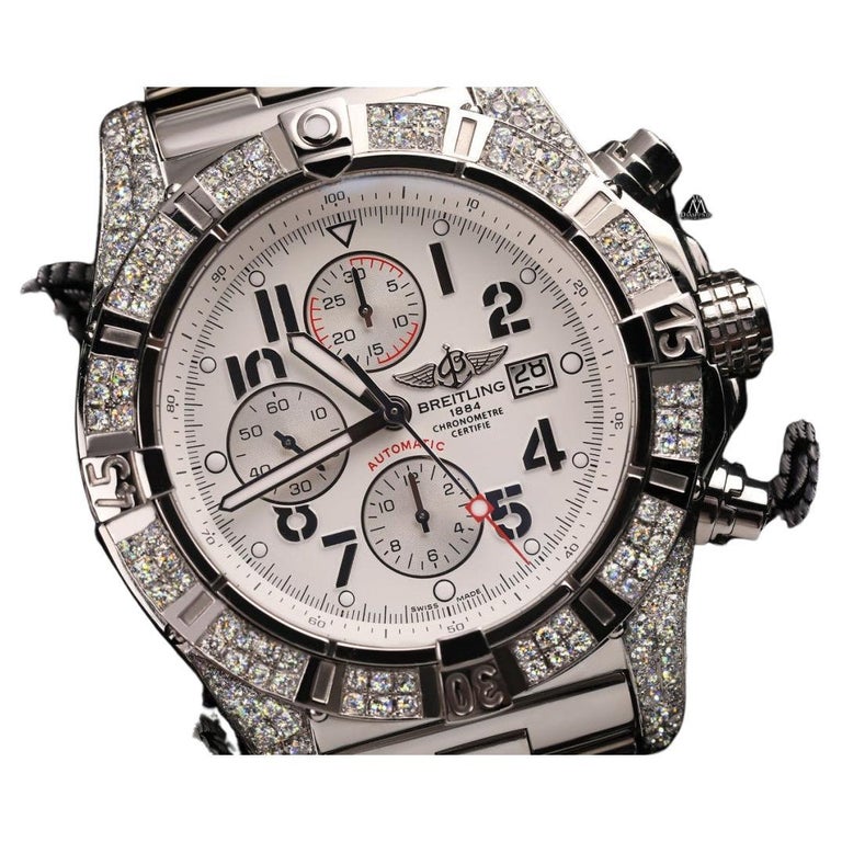 Breitling Super Avenger SS Chronograph White Dial Diamond Set Case ...