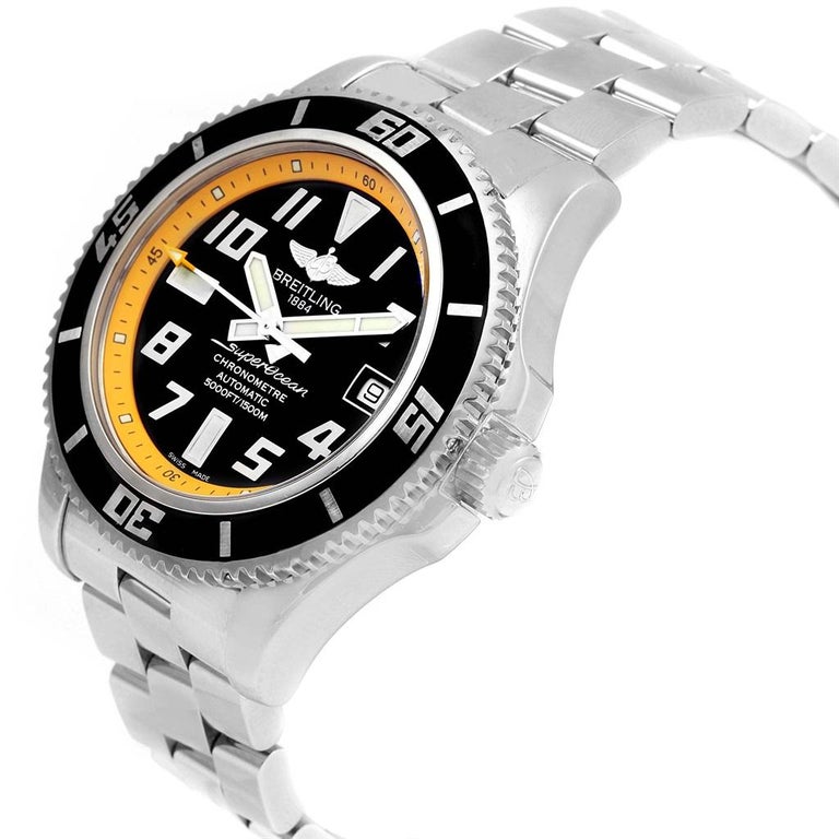 Breitling Superocean 42 Abyss Black Yellow Automatic Men’s Watch A17364 ...