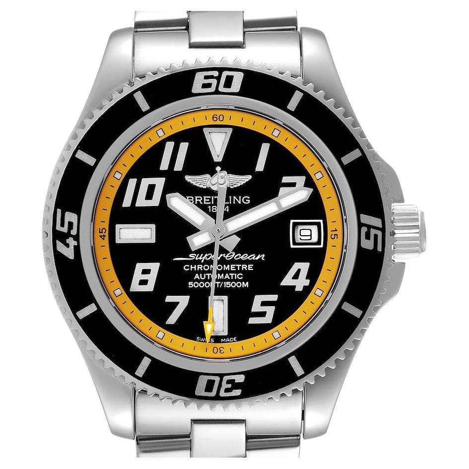 Breitling Superocean 42 Abyss Black Yellow Automatic Men’s Watch A17364 ...
