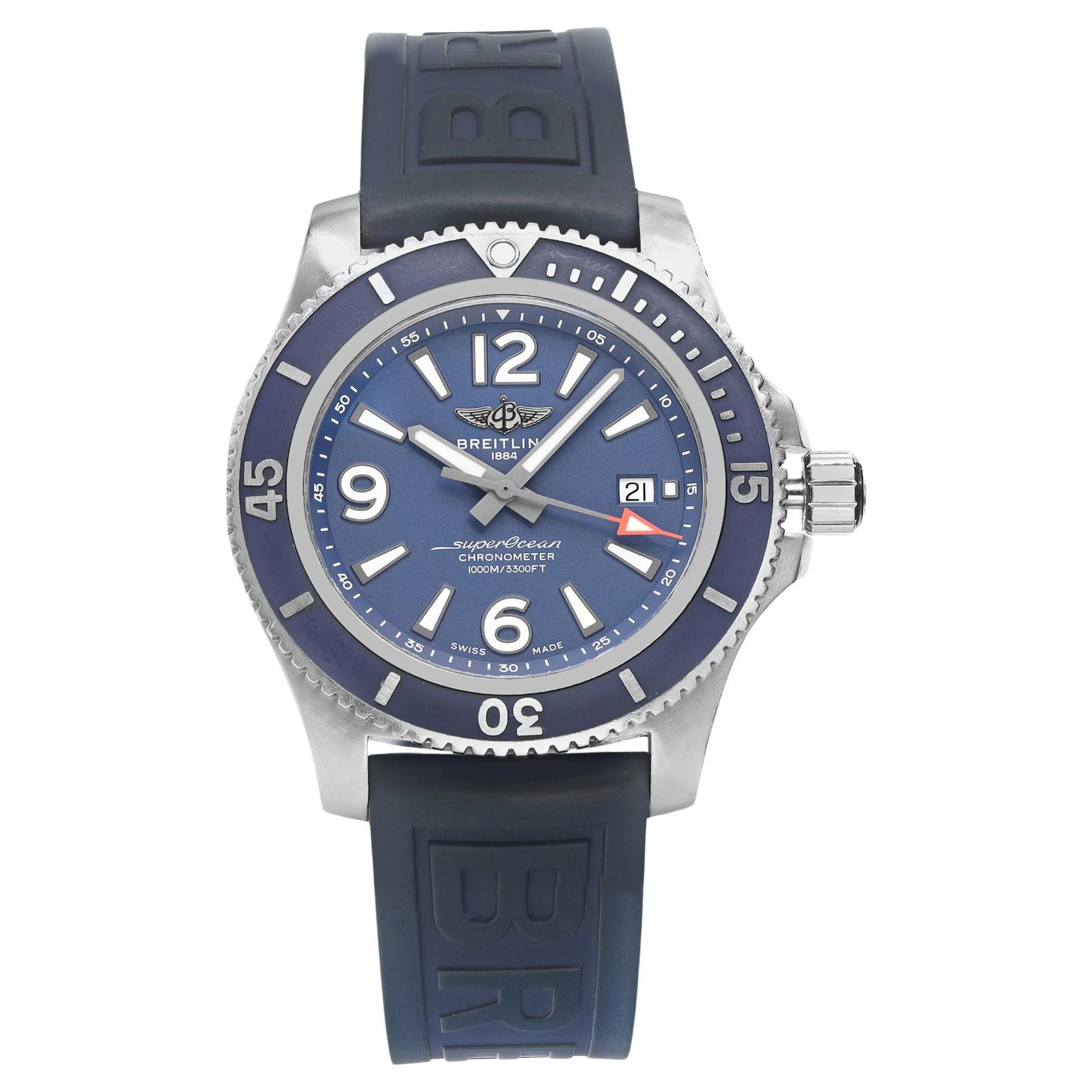 Breitling Superocean II Blue Dial Steel Mens Watch A17367 For Sale at ...