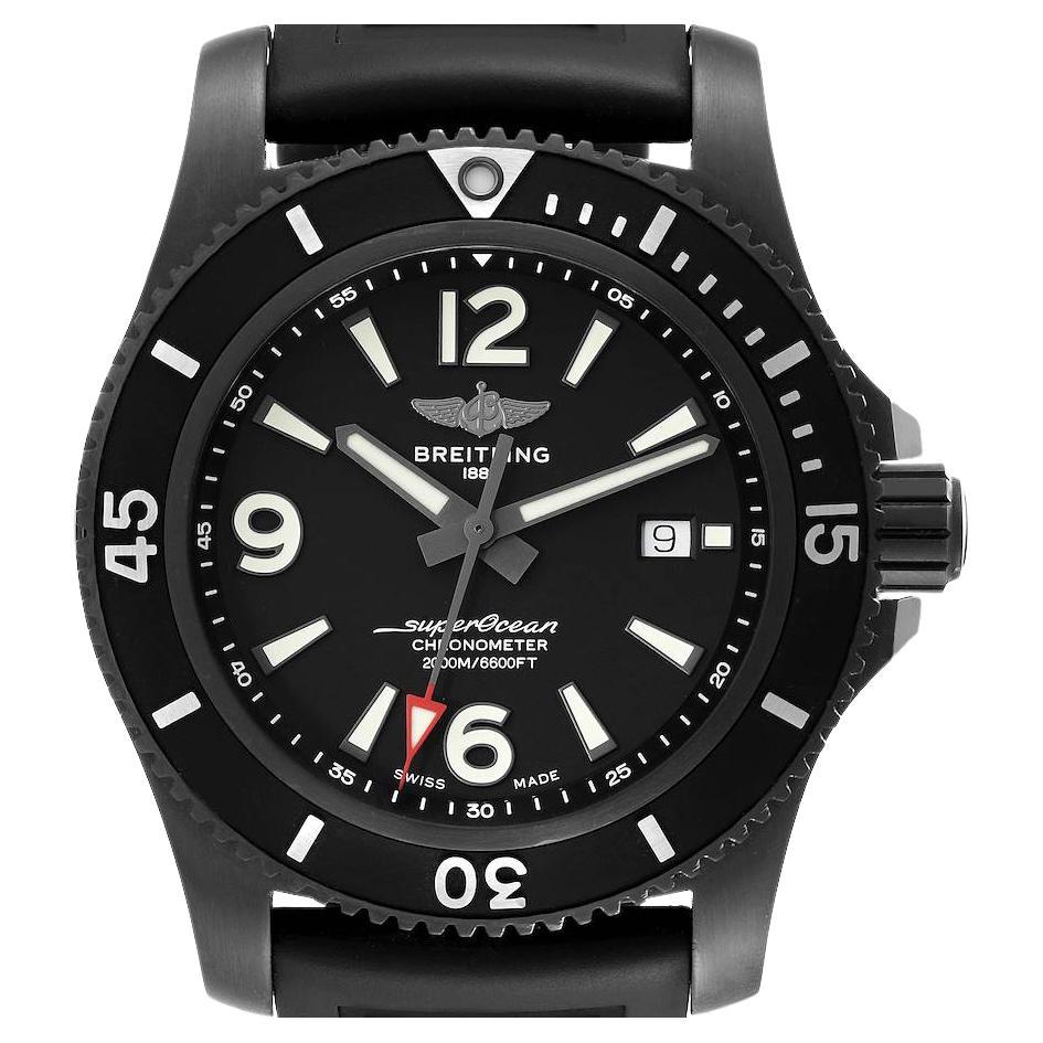 Breitling Superocean 46 Black Dial DLC Steel Mens Watch M17368 Box Card ...