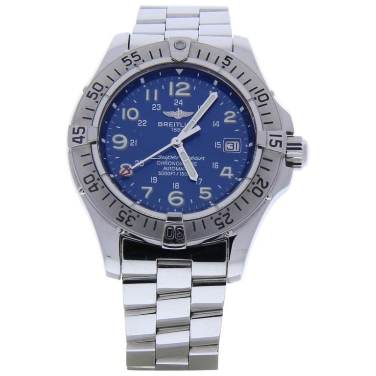 Breitling Superocean A17360 With 7.5 in. Band and Blue Dial For Sale at ...