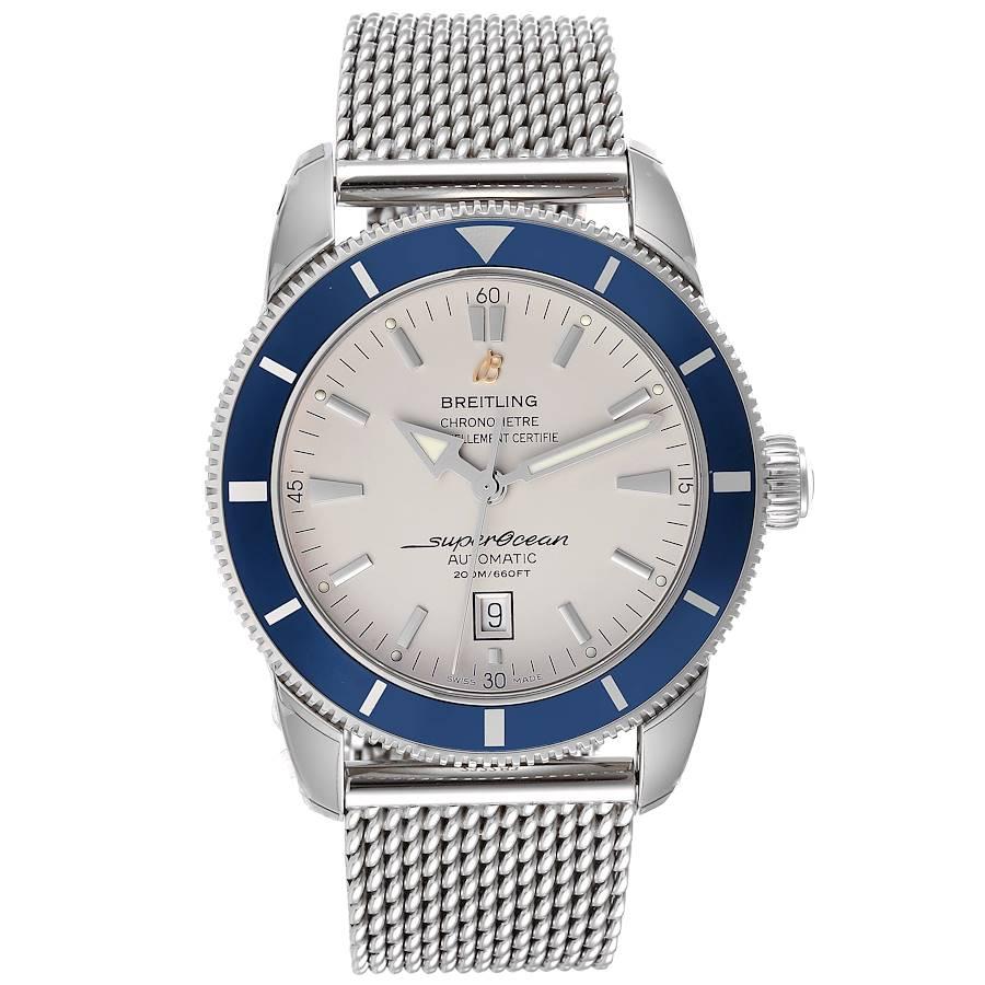 Breitling Superocean Heritage 46 Silver Dial Mesh Bracelet Watch A17320 ...