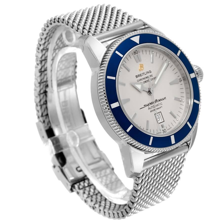 Breitling Superocean Heritage 46 Silver Dial Mesh Bracelet Watch A17320 ...