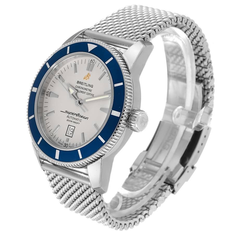 Breitling Superocean Heritage 46 Silver Dial Mesh Bracelet Watch A17320 ...