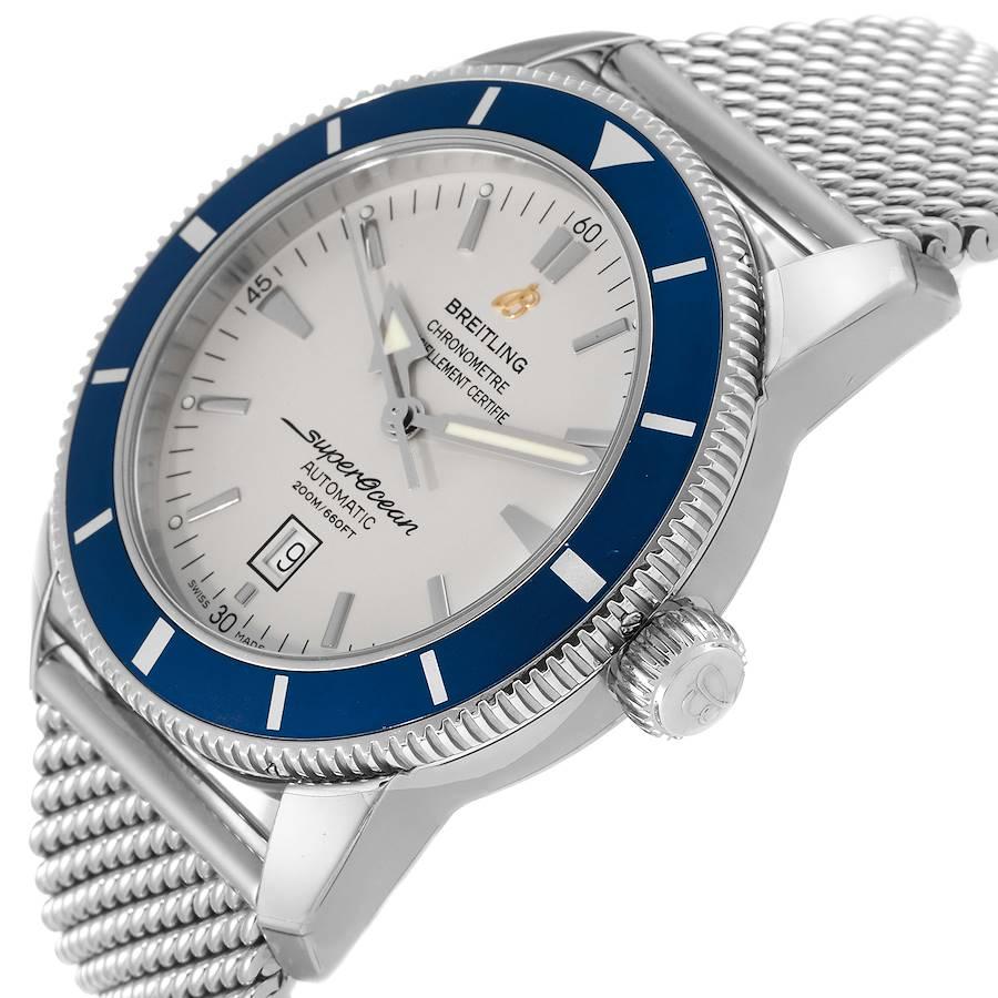 Breitling Superocean Heritage 46 Silver Dial Mesh Bracelet Watch A17320 ...