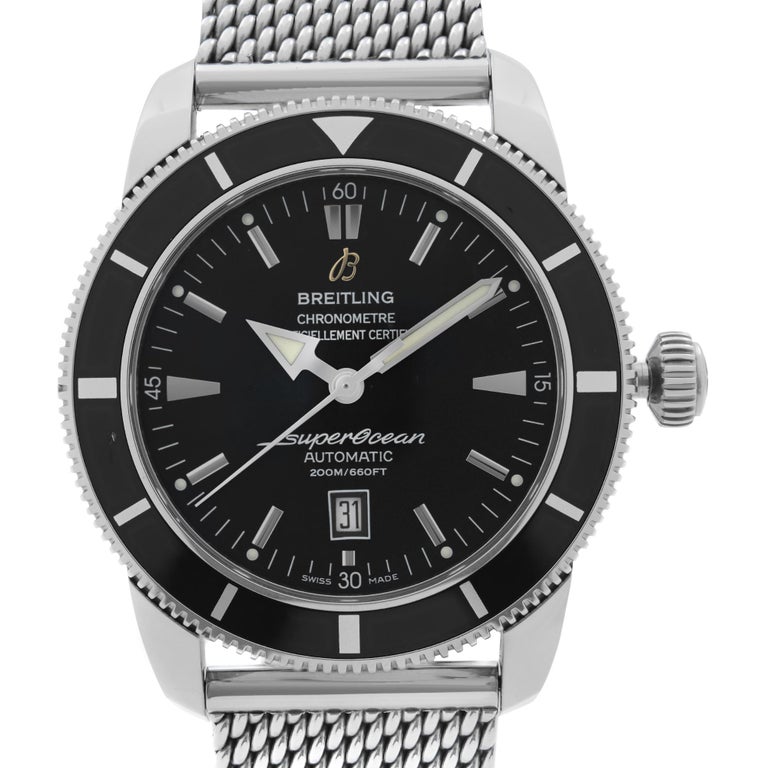Breitling Superocean Heritage Steel Black Automatic Mens Watch A17320 ...