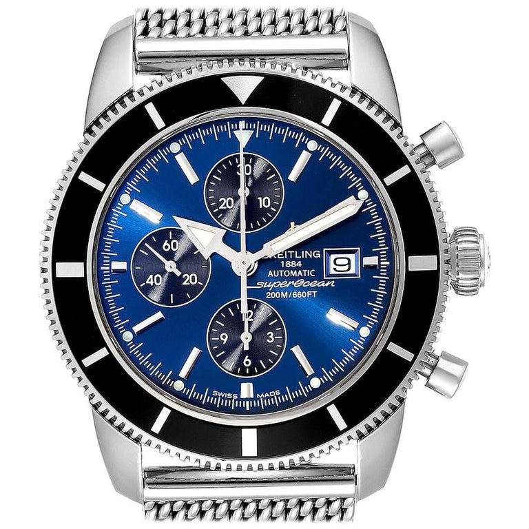 Breitling SuperOcean Heritage Chronograph 46 Blue Dial Watch A13320 Box Papers For Sale at ...