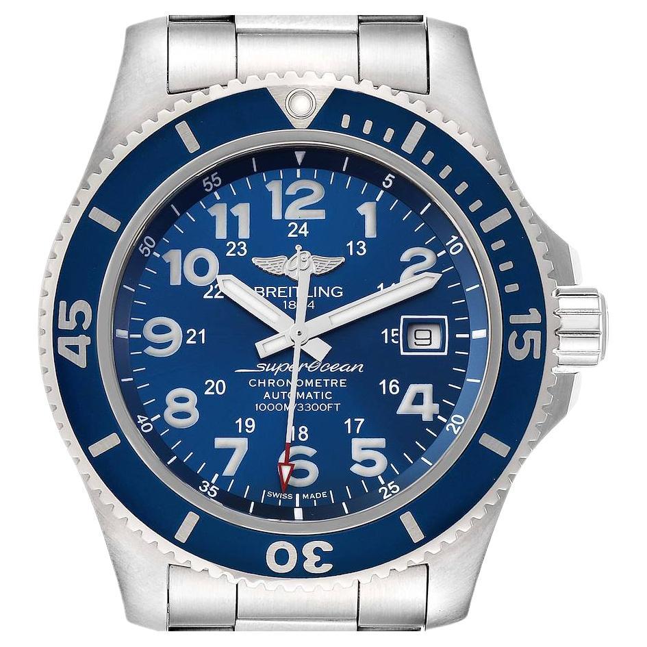 Breitling Superocean II Blue Dial Steel Mens Watch A17367 at 1stDibs