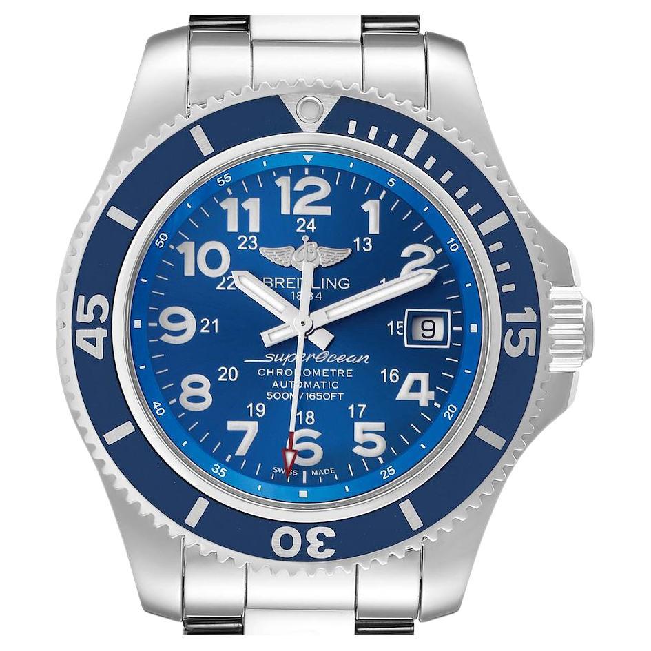 Breitling Superocean II Blue Dial Steel Mens Watch A17365 Box Papers ...