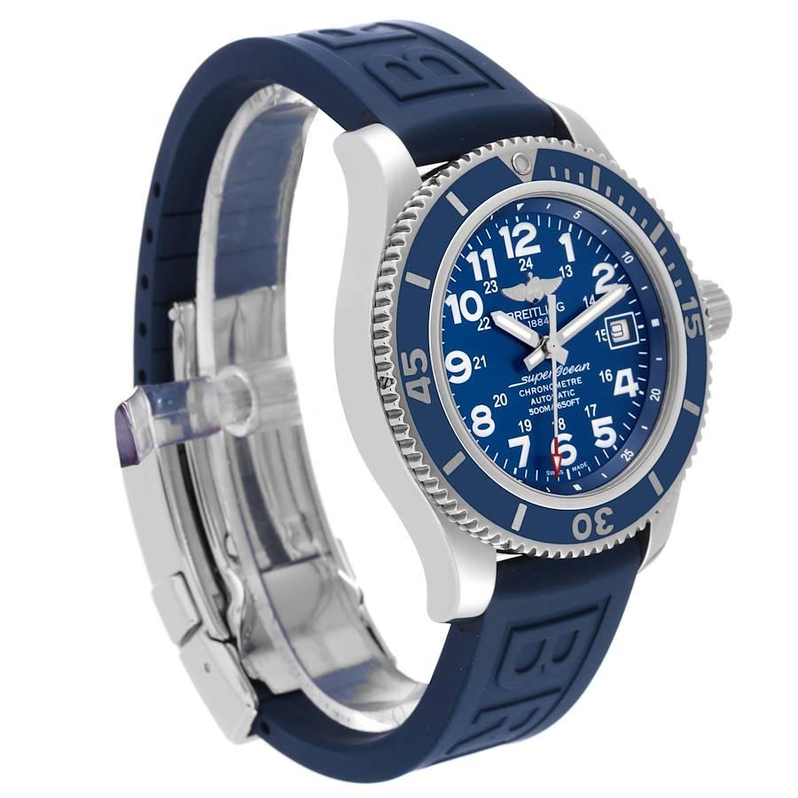 Breitling Superocean II Blue Dial Steel Mens Watch A17365 Box Papers ...