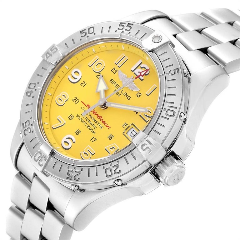 Breitling Superocean Steelfish Yellow Dial Steel Men’s Watch A17360 For ...
