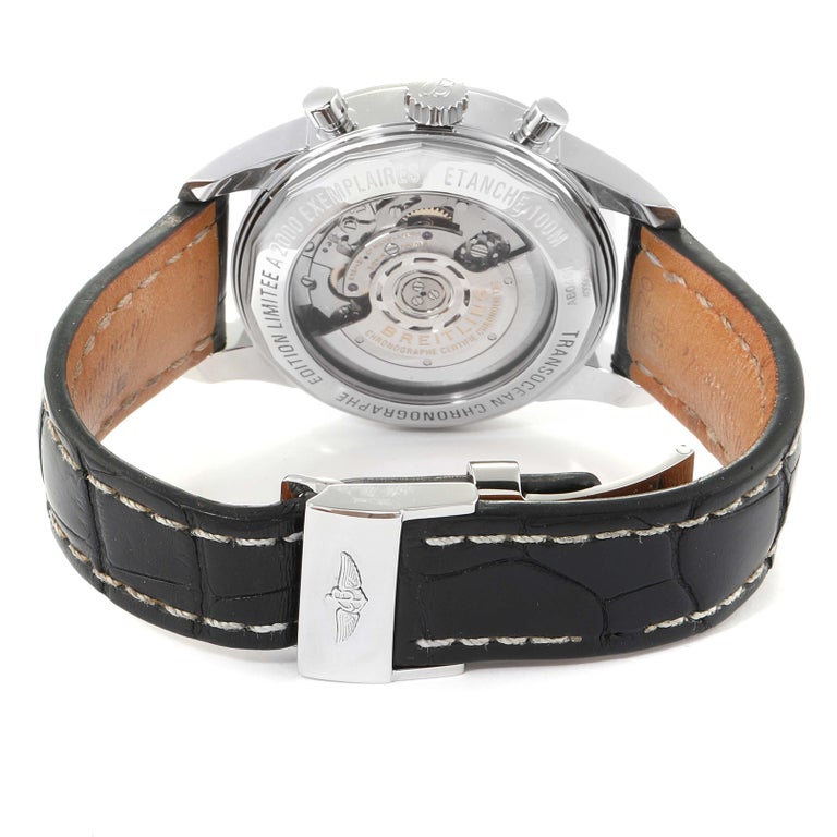 Breitling Transocean Silver Dial Steel Men's Watch AB0451 Box Papers ...