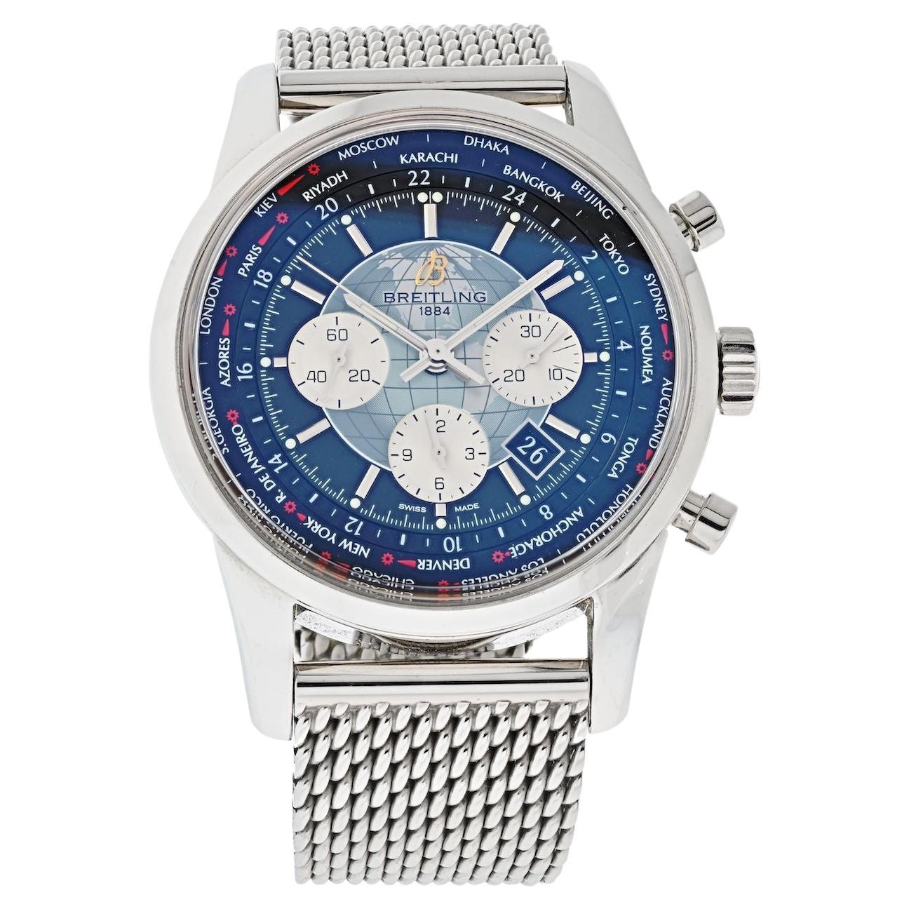 Breitling Navitimer Chronograph GMT Steel Blue Dial Automatic Watch ...